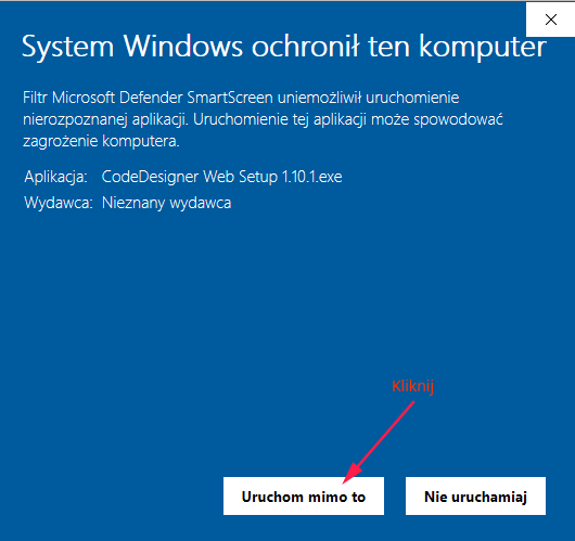 Instalacja programu - Code Designer