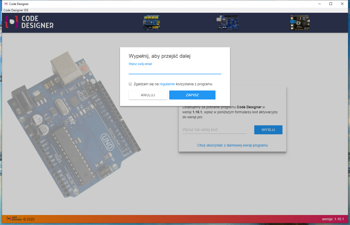 Instalacja programu - Code Designer