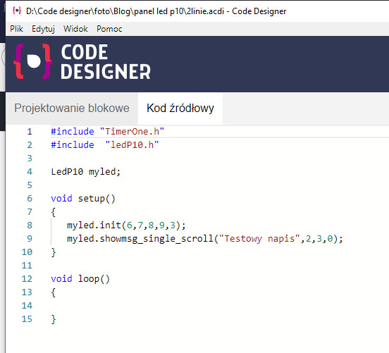 Własna reklama LED - projekt i programowanie - Code Designer