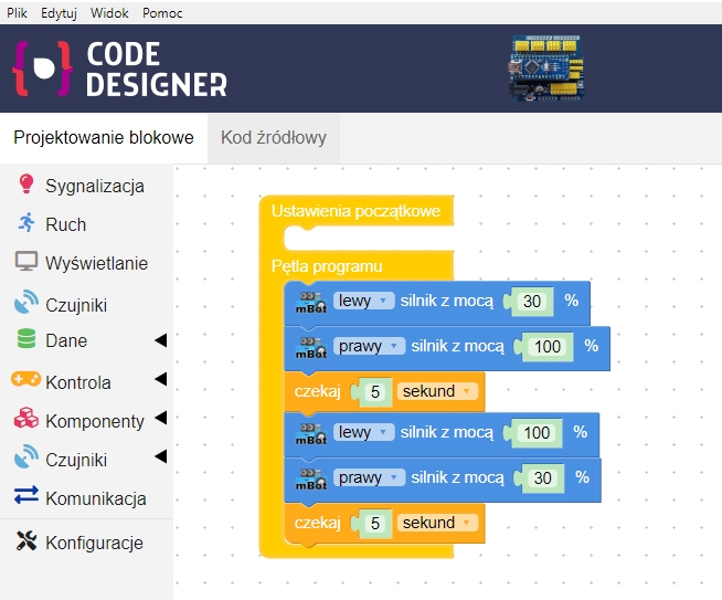 mBot - czyli robot na kółkach - Code Designer