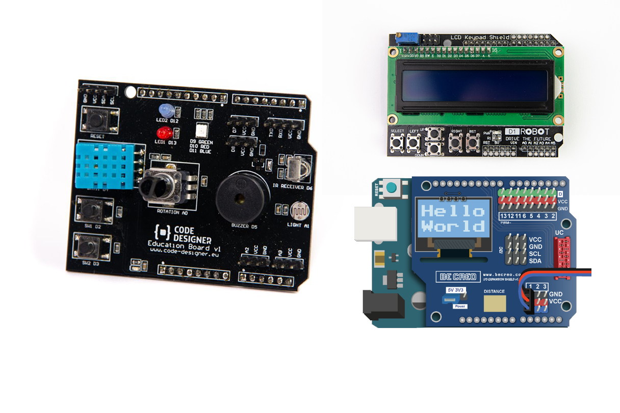 Arduino a Education board i inne shieldy - Code Designer