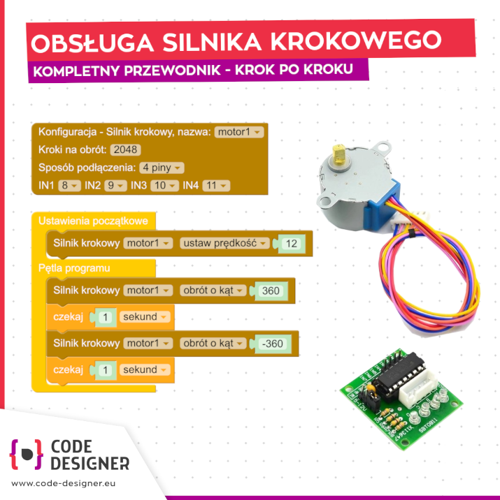 Silnik Krokowy 28BYJ-48 połączenie i sterowanie z Arduino: Kompletny ...